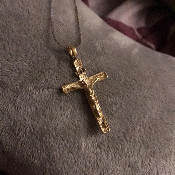 Jewelry | Large Gold Cross With 18 Inch Chain Gold Plated | Poshmark